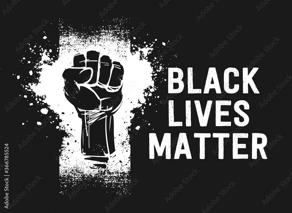 Black Lives Matter sign, banner, sticker, flag, symbol, logo. Raised ...