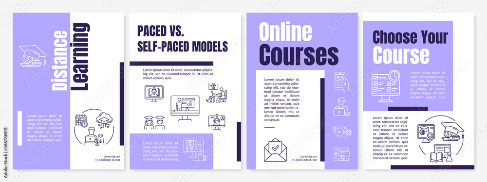 Distance learning brochure template. Online courses. Flyer, booklet ...