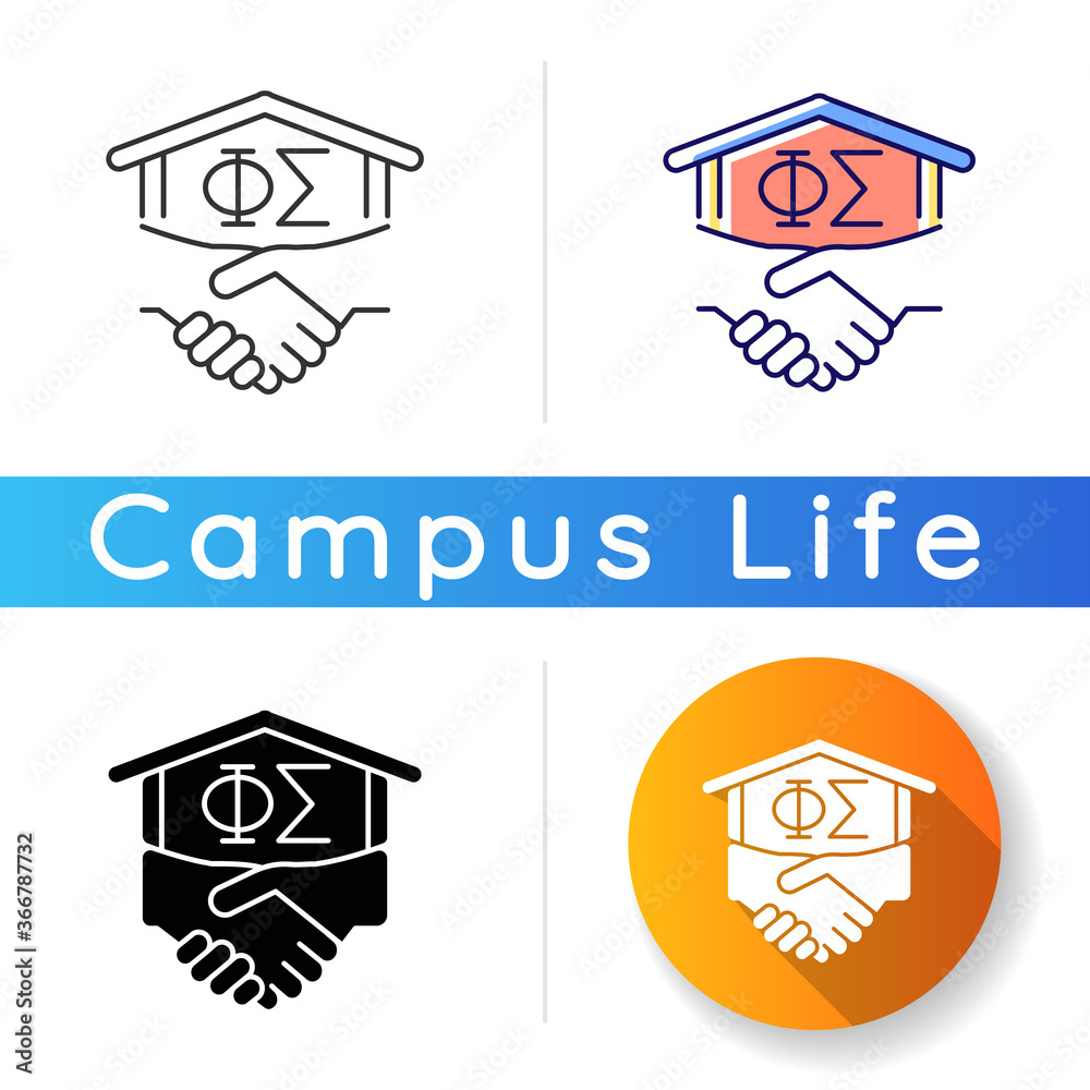 Fraternity icon. Fraternal organization in university. Men club ...