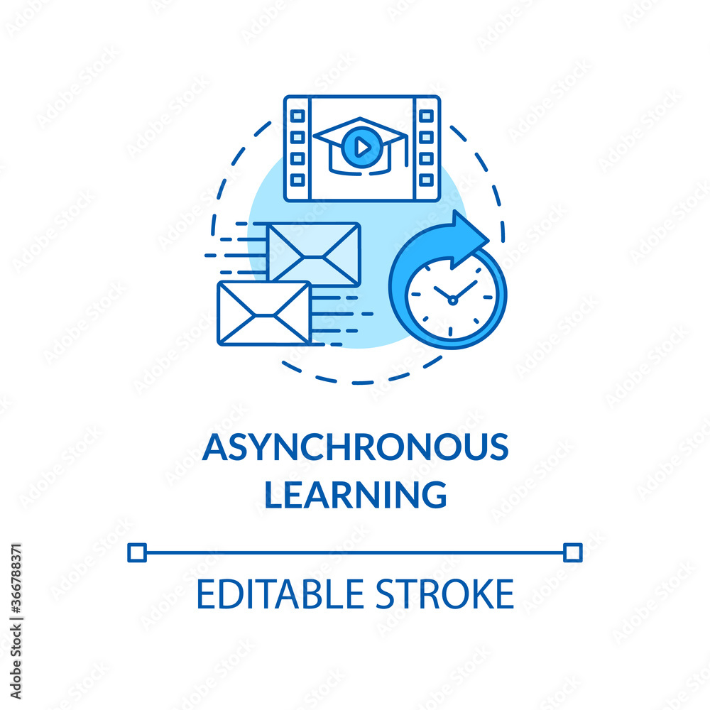Asynchronous learning concept icon. Remote educational process ...