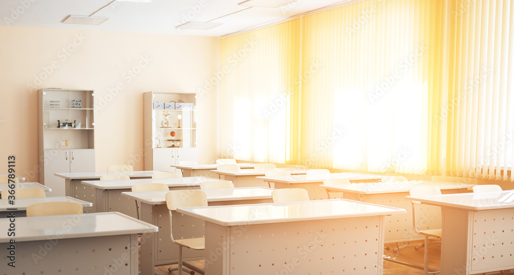 Empty school class during school holidays, back to school, children ...