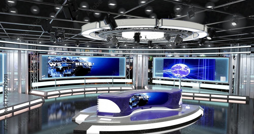 Virtual TV Studio News Set 11. 3d Rendering. Virtual set studio for ...