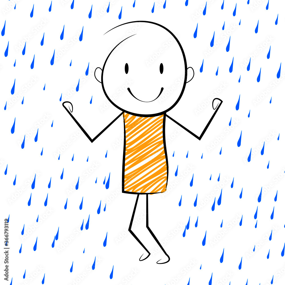 cartoon stickman: rainy season,rain, umbrella, monsoon,protected ...