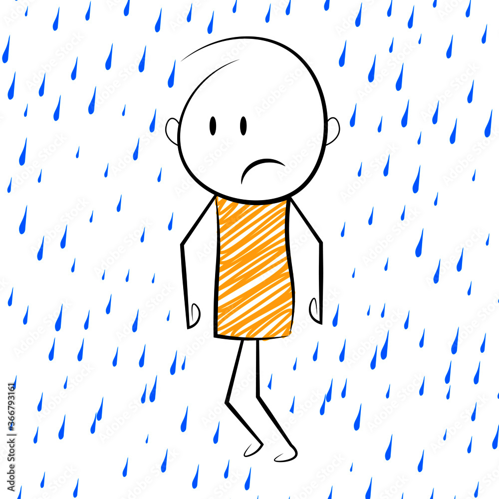 cartoon stickman: rainy season,rain, umbrella, monsoon,protected ...