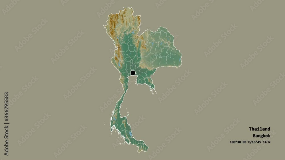 Nong Khai, province of Thailand, with its capital, localized, outlined ...