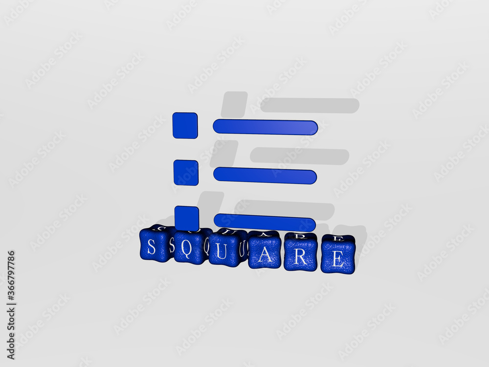 3D graphical image of SQUARE vertically along with text built by ...