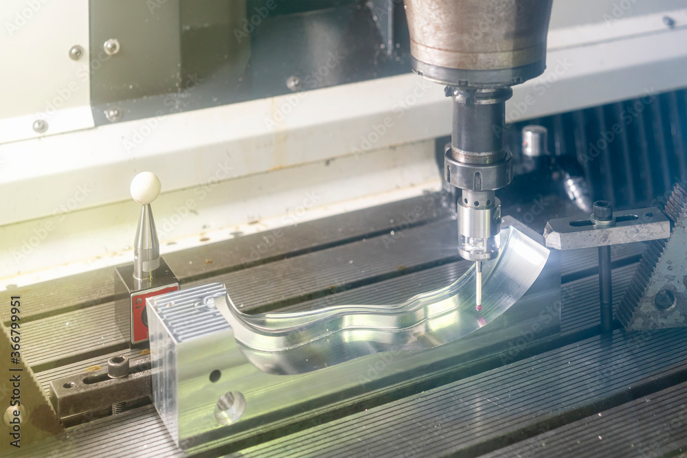 close up automatic coordinate measuring probe during inspection ...