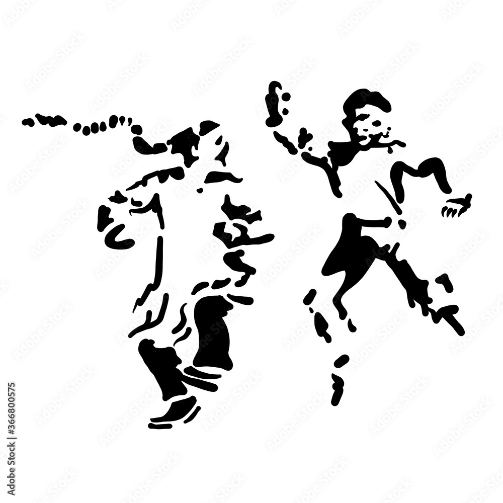 spot drawing of children playing tach and go tag game Stock ...