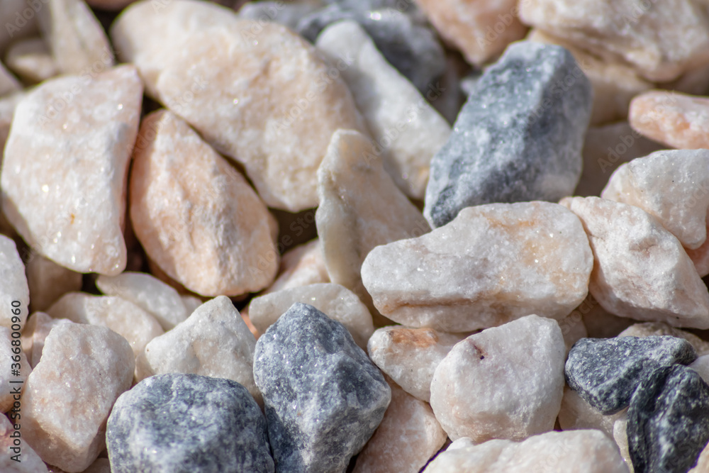 Raw rocks and minerals as natural stones background with crushed and ...