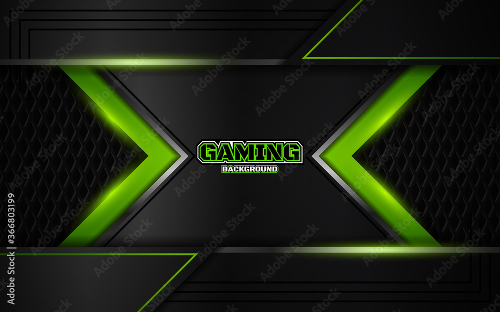 Abstract futuristic black and green gaming background with modern ...
