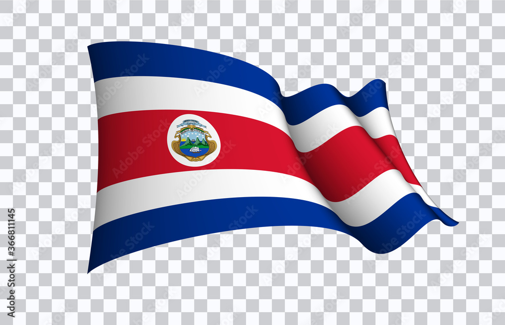 Costa Rica flag state symbol isolated on background national banner ...