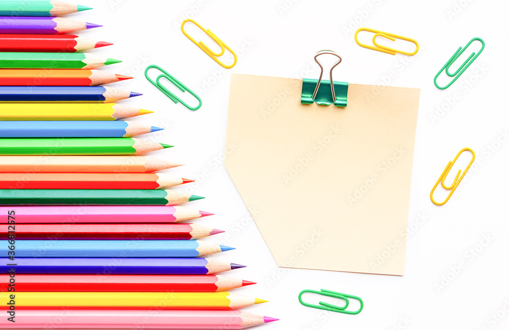 school supplies colored pencils and copy space Stock Photo | Adobe Stock