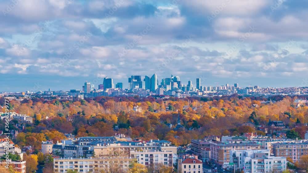 4k timelapse of Paris cityscape, Arch De Triumph (Arch De Triomphe) on ...