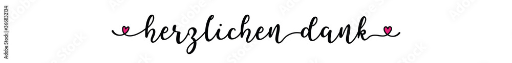 Handgeschriebene Phrase HERZLICHEN DANK als banner, logo. Lettering für ...