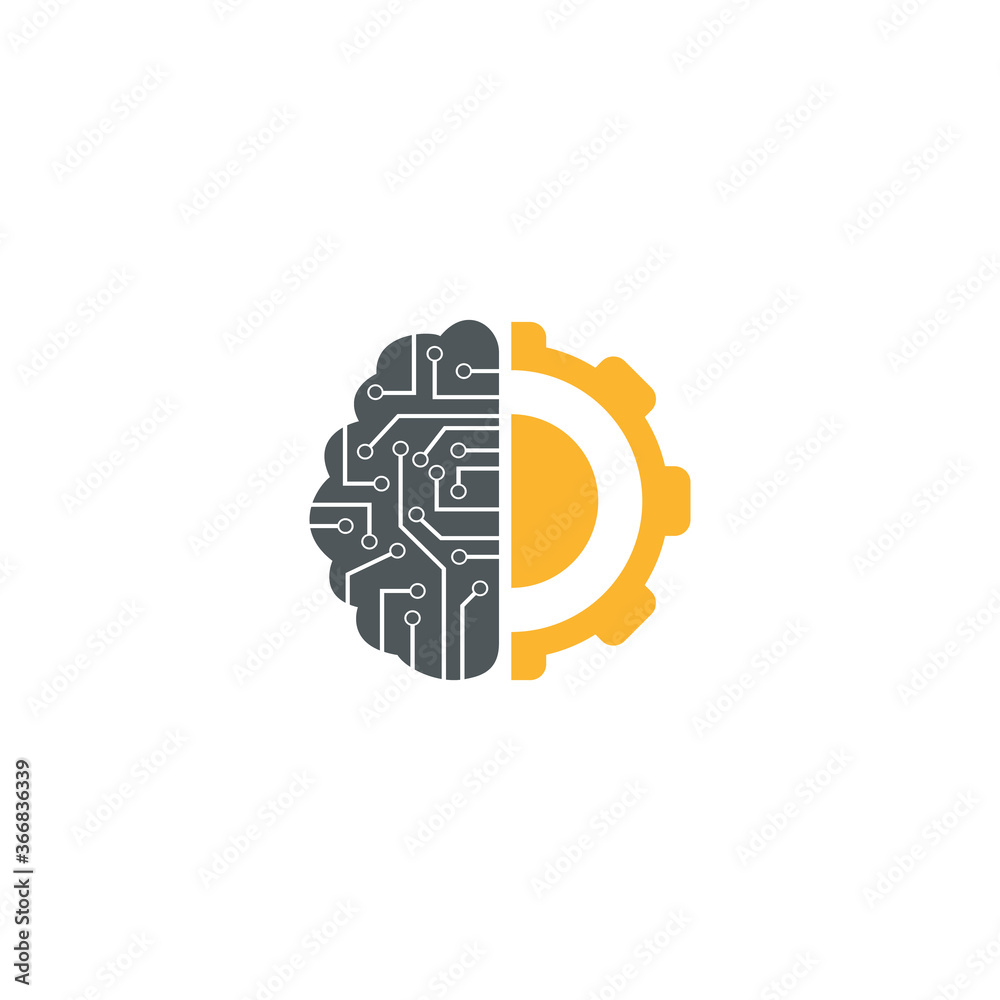 Brain and gear cog logo design. Education and mechanic symbol or icon ...