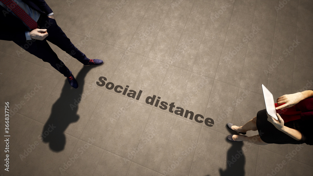 Concept or conceptual 3d illustration of a man woman meeting following ...