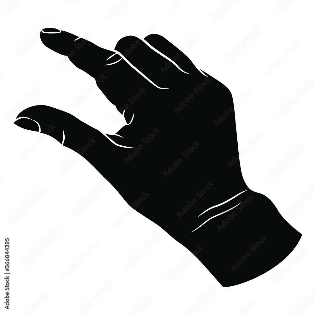 Human hand in measuring gesture. Black and white silhouette. Cartoon ...