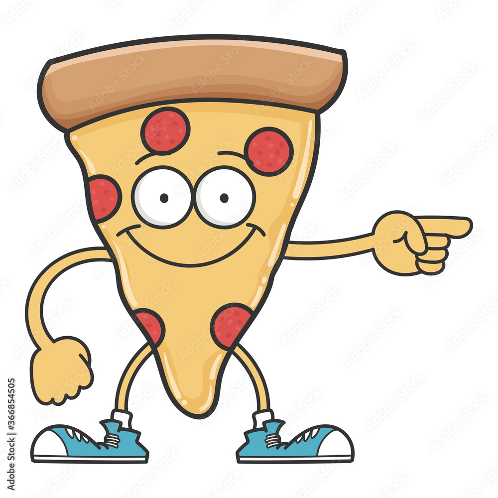 smiling happy pizza cartoon character Stock Vector | Adobe Stock