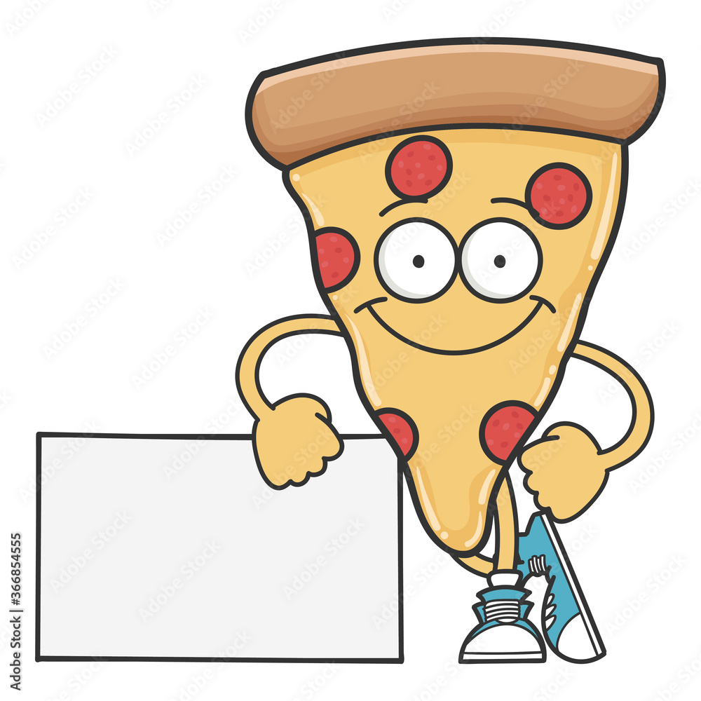 smiling happy pizza cartoon character Stock Vector | Adobe Stock