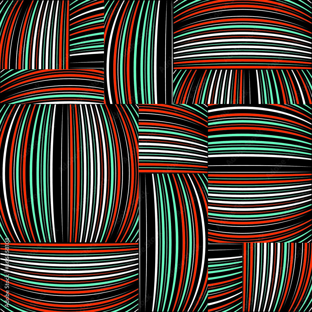 Seamless pattern with bulge horizontal and vertical colored segments ...