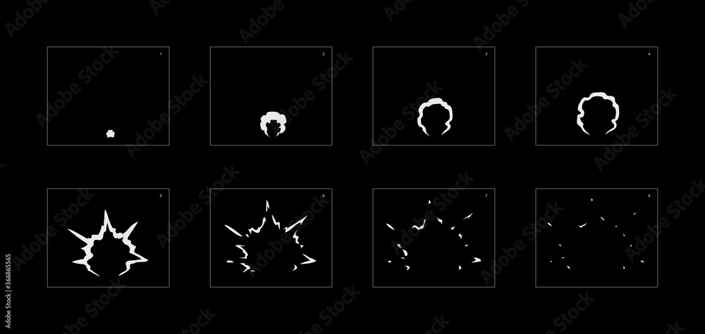 Vecteur Stock Shine explosion effect. Smoke explosion animation effect ...