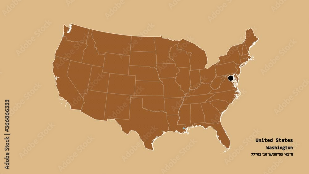 Virginia, state of United States mainland, with its capital, localized ...