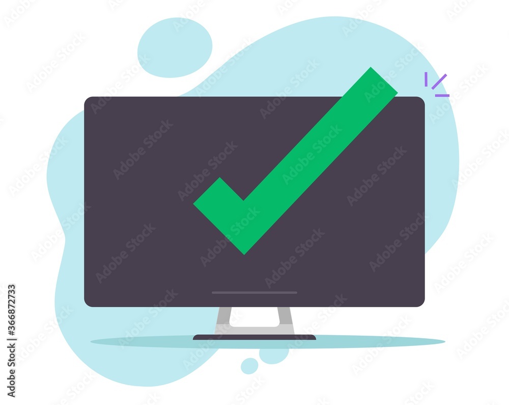 Confirm notice message check mark on desktop computer pc with or ...