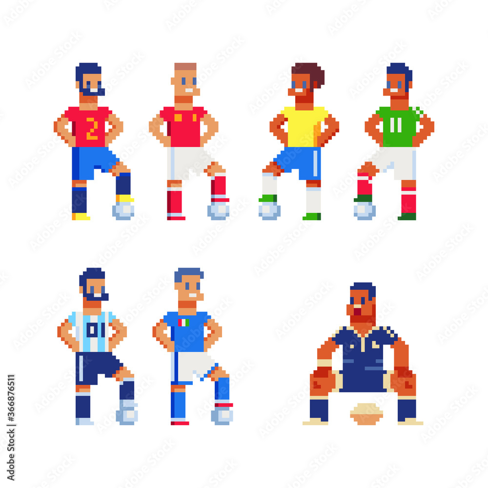 Fototapeta Soccer players in the uniform of different countries pixel ...