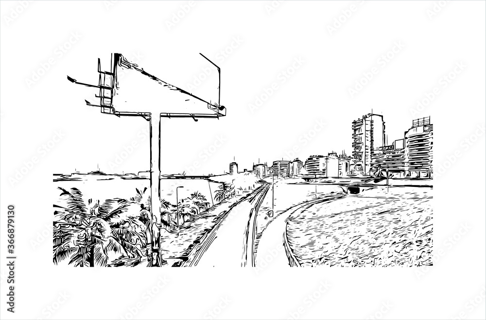 Building view with landmark of Abidjan is a city on the southern ...