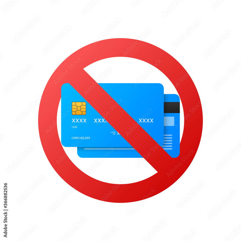 Cash only, Stop sign. No debit or credit card. Money sign. Vector stock ...