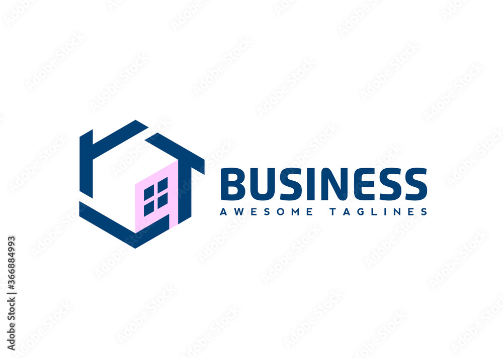 cube box 3d house Architecture and building construction logo for ...