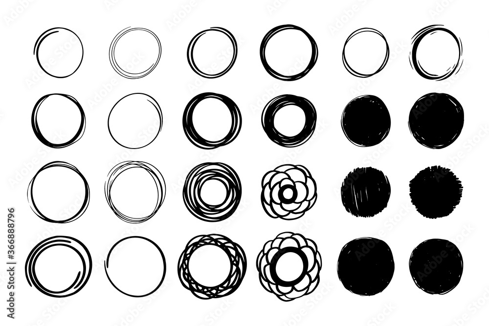 Vecteur Stock Vector circle round line. Doodle hand drawn sketch ...