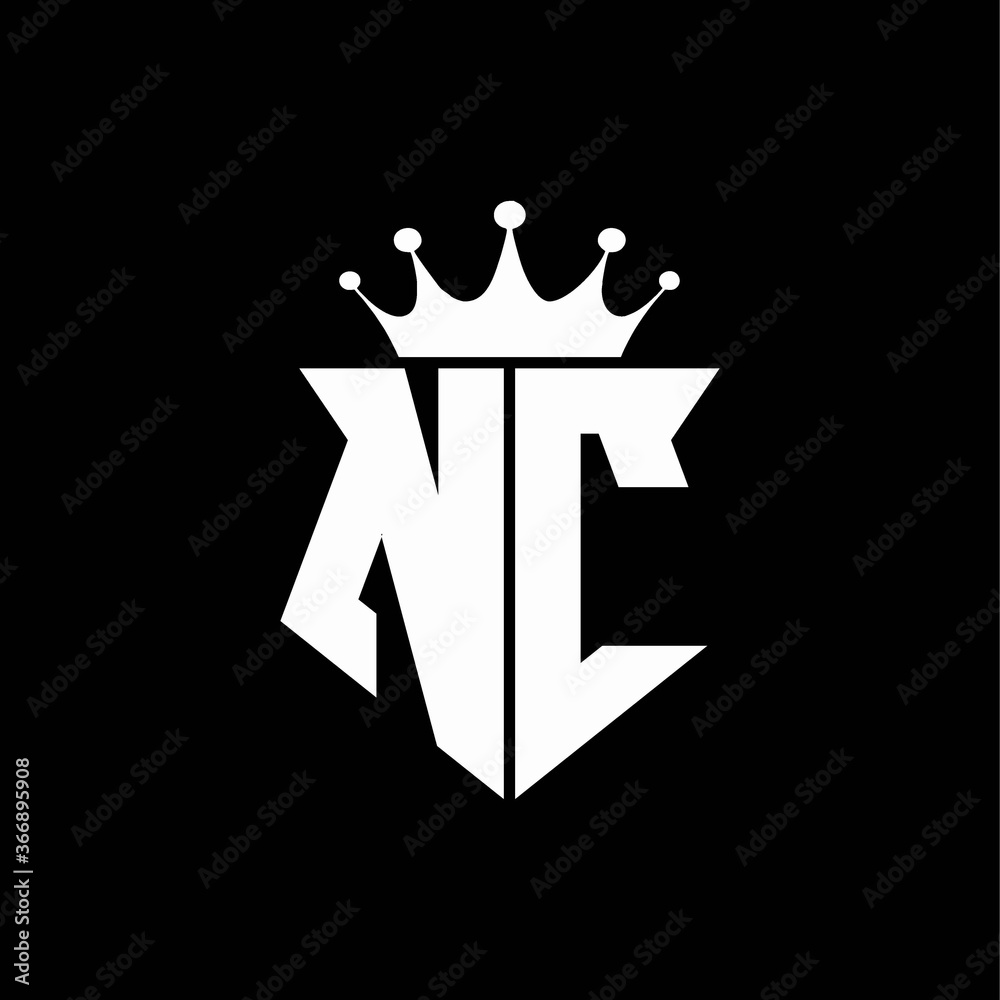 nc logo monogram shield shape with crown design template Stock Vector ...
