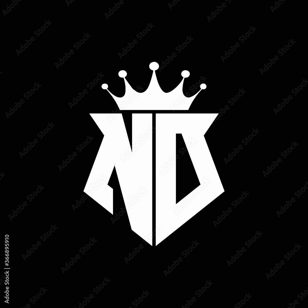 nd logo monogram shield shape with crown design template Stock Vector ...