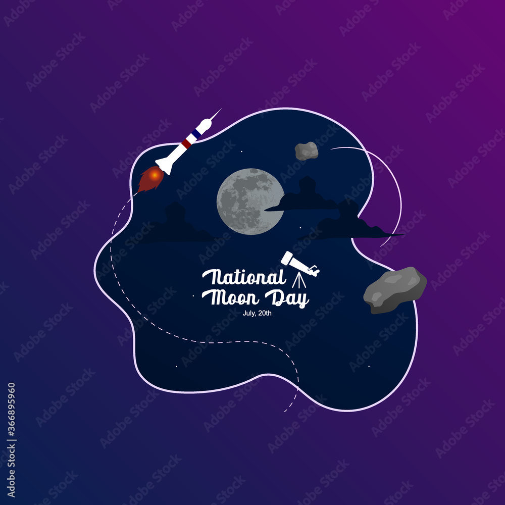 national moon day illustration vector, the first human landing day to ...
