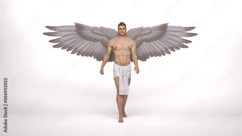 Stockvideo 3D Render : Cinemagraph - male angle character with wings ...