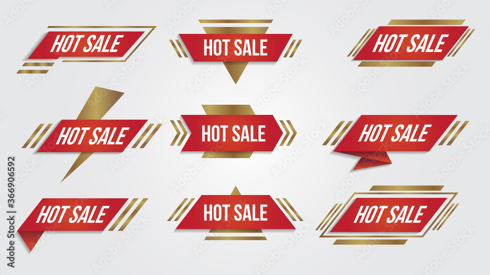 Sale discount lebel collection banner and icons corners, labels, curls ...