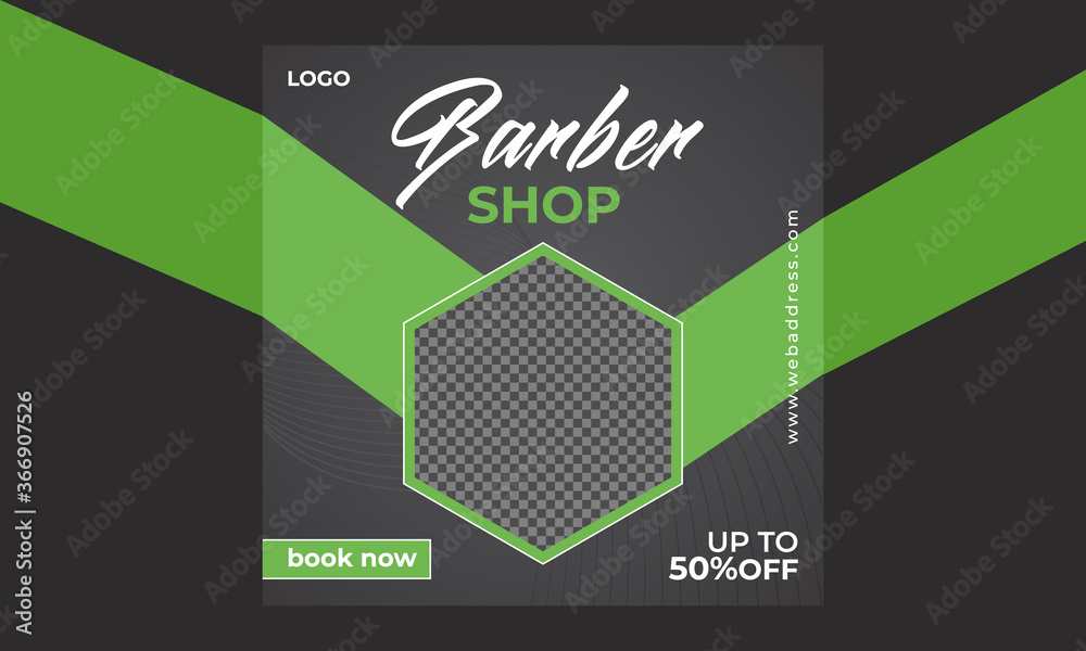 Barber shop social media banner design Stock Vector | Adobe Stock