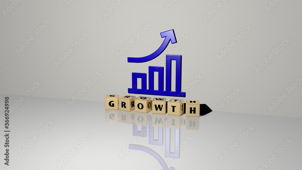 3D graphical image of growth vertically along with text built by ...