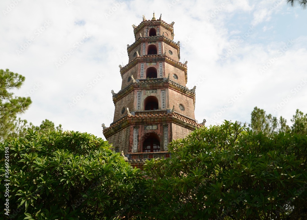 Thien Mu Pagoda, also called The Pagoda of the Celestial Lady, in Hue ...