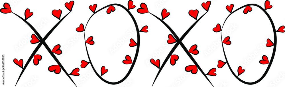 The inscription XOXO - hugs and kisses. Youth virtual slang. Online ...