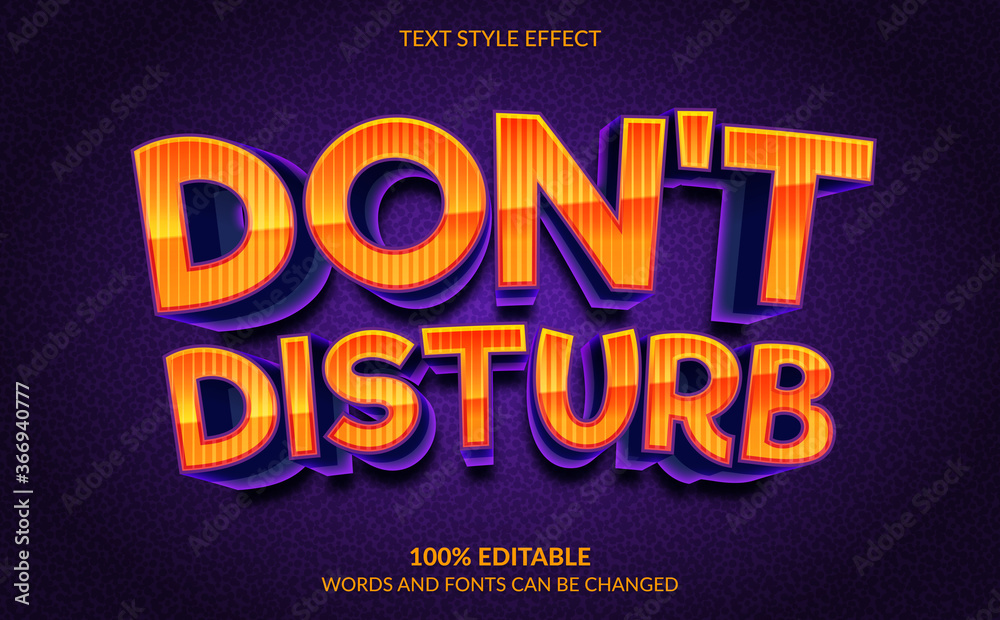 Editable Text Effect, Don't Disturb Text Style Stock Vector | Adobe Stock