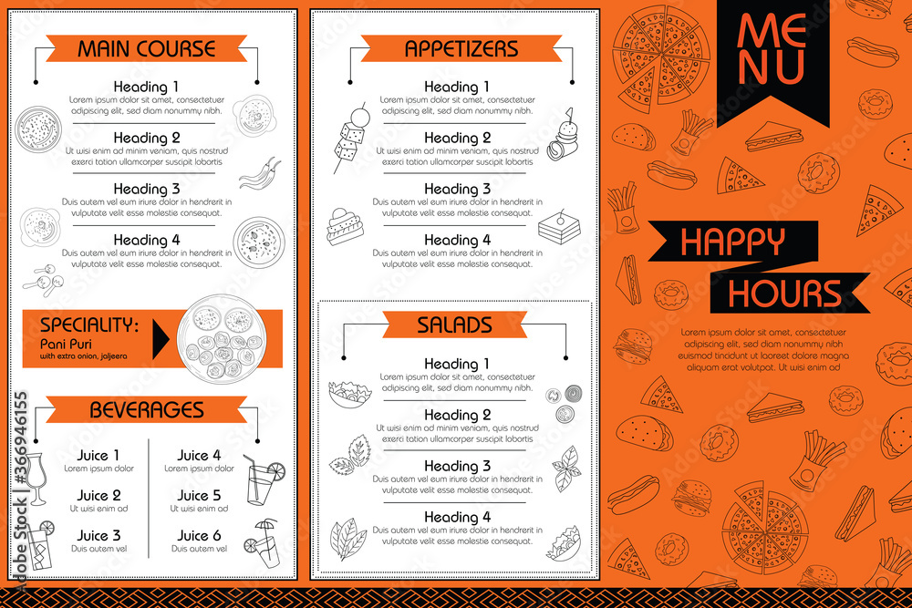 Tri-fold food menu artwork design Stock Vector | Adobe Stock