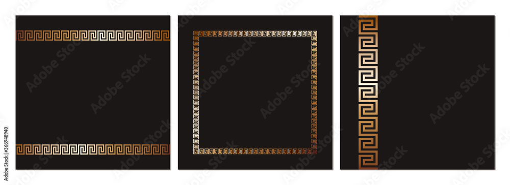 Bronze meander border frames in dark background set Stock Vector ...