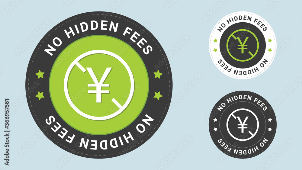No hidden fees stamp vector illustration with yen sign. Vector ...