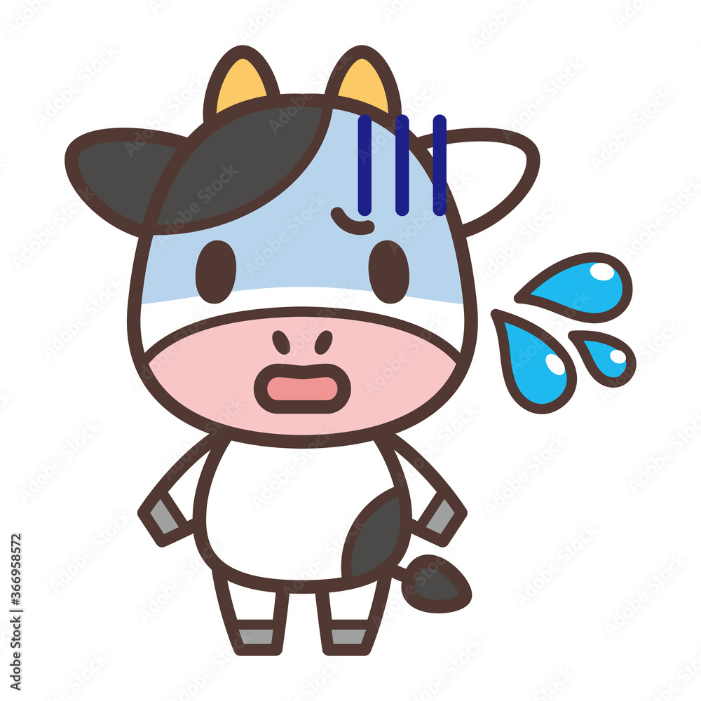 funny cow cartoon-Cow character and sweat Stock Vector | Adobe Stock