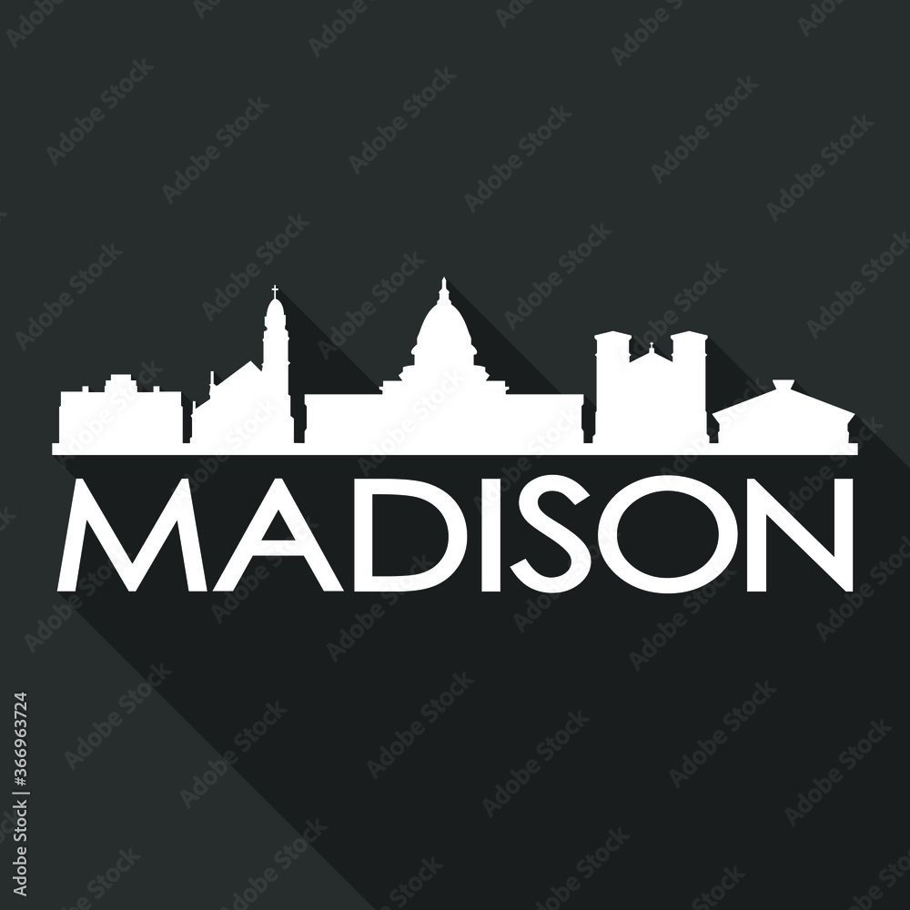 Madison Flat Icon Skyline Silhouette Design City Vector Art Famous ...