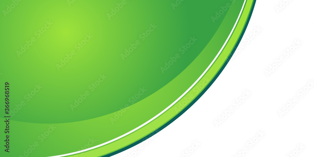 Modern simple green banner background on white background with curve ...