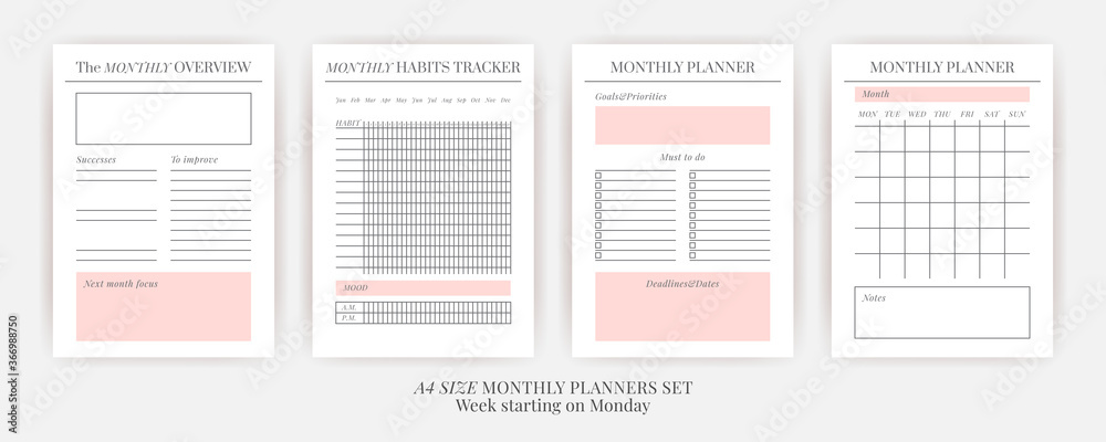 Planner sheet vector. Printable vertical notebook page Stock Vector ...