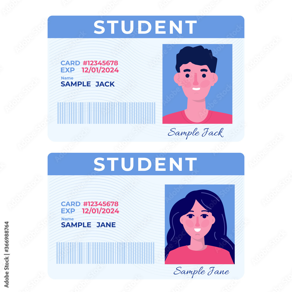 School, Student id card with photo. Vector illustration. Stock Vector ...